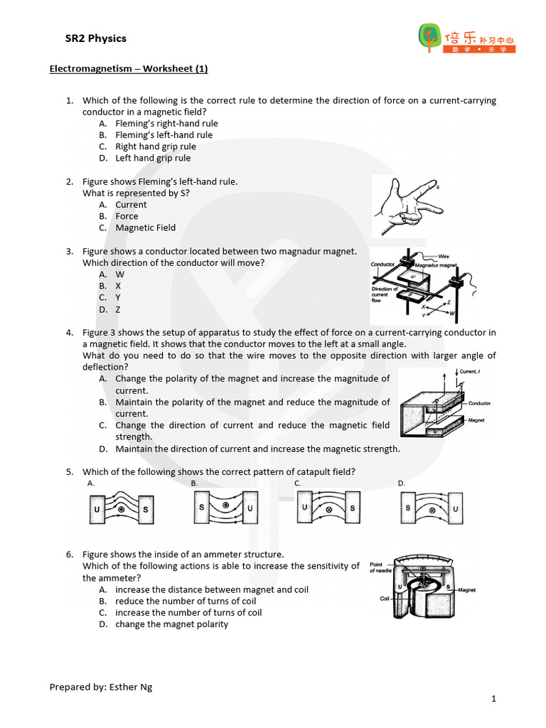 Electromagnetism Worksheet | PDF | Electric Motor | Magnetic Field