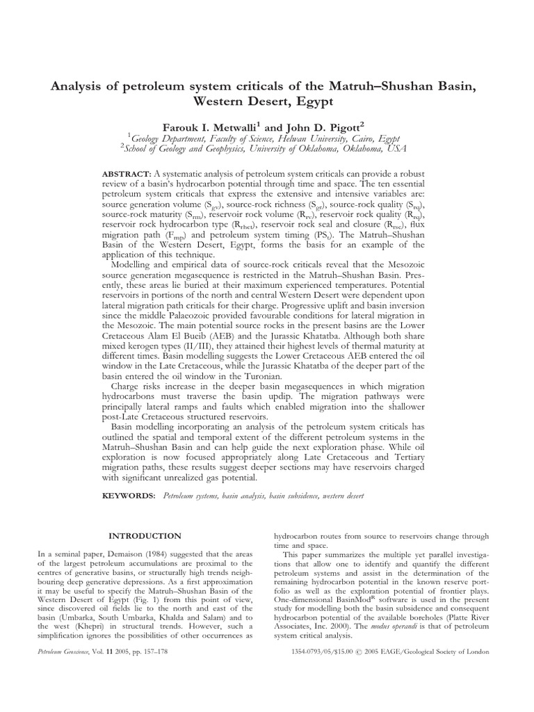 Petroleum System Analysis in Matruh Basin | PDF | Sedimentary Basin | Rift