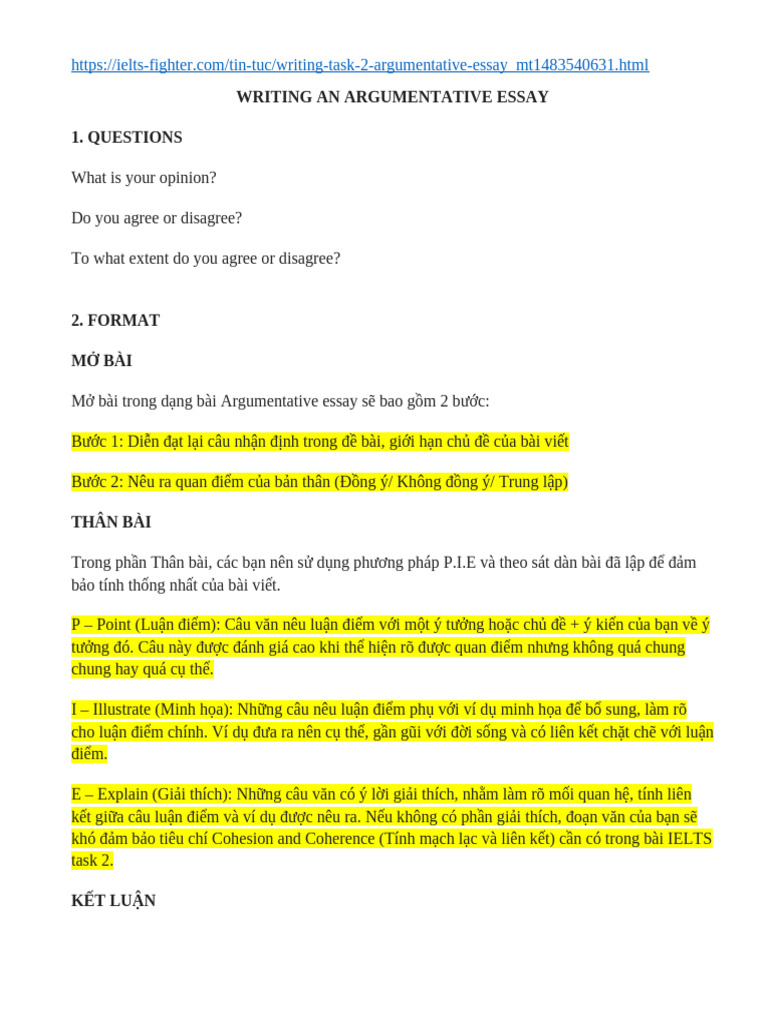 Writing an Argumentative Essay Guide | PDF | Mind | News