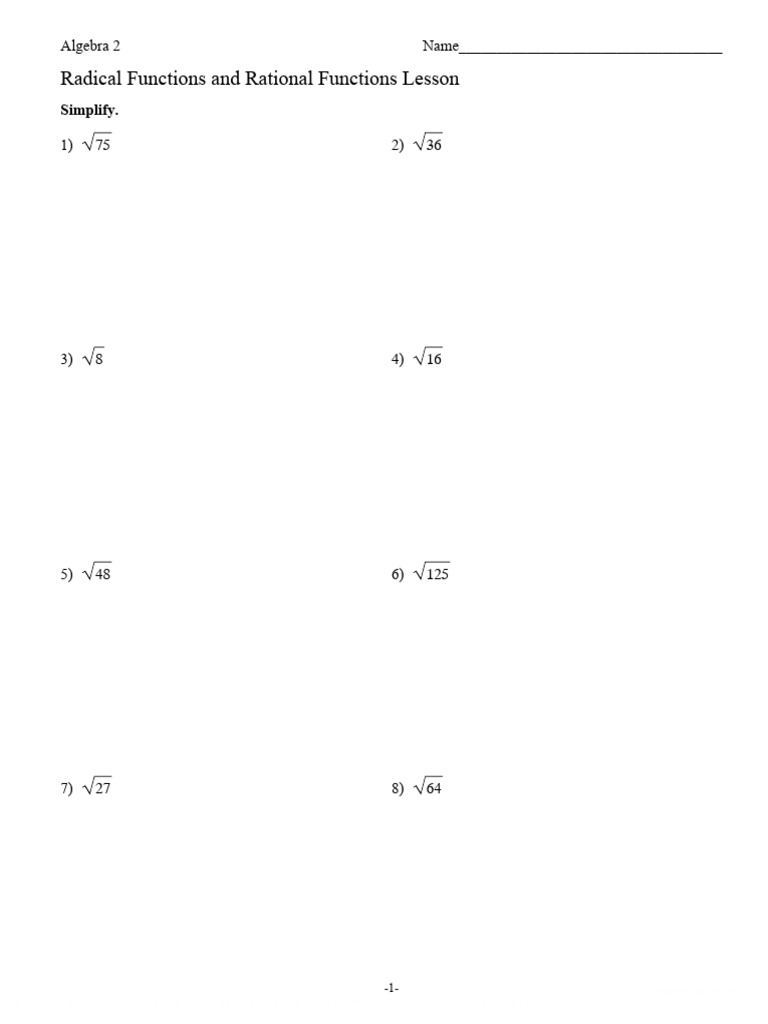 6. Radical and Rational Functions | PDF | Equations | Complex Analysis