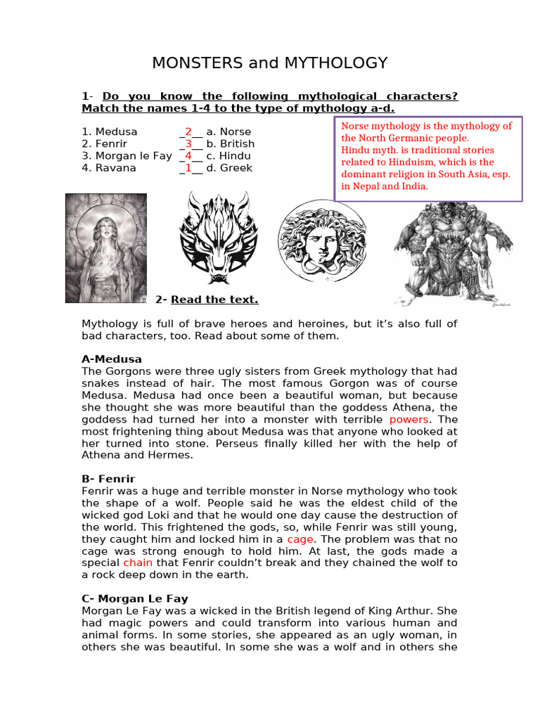 Mythological Monsters Explained | PDF | Medusa | Mythology