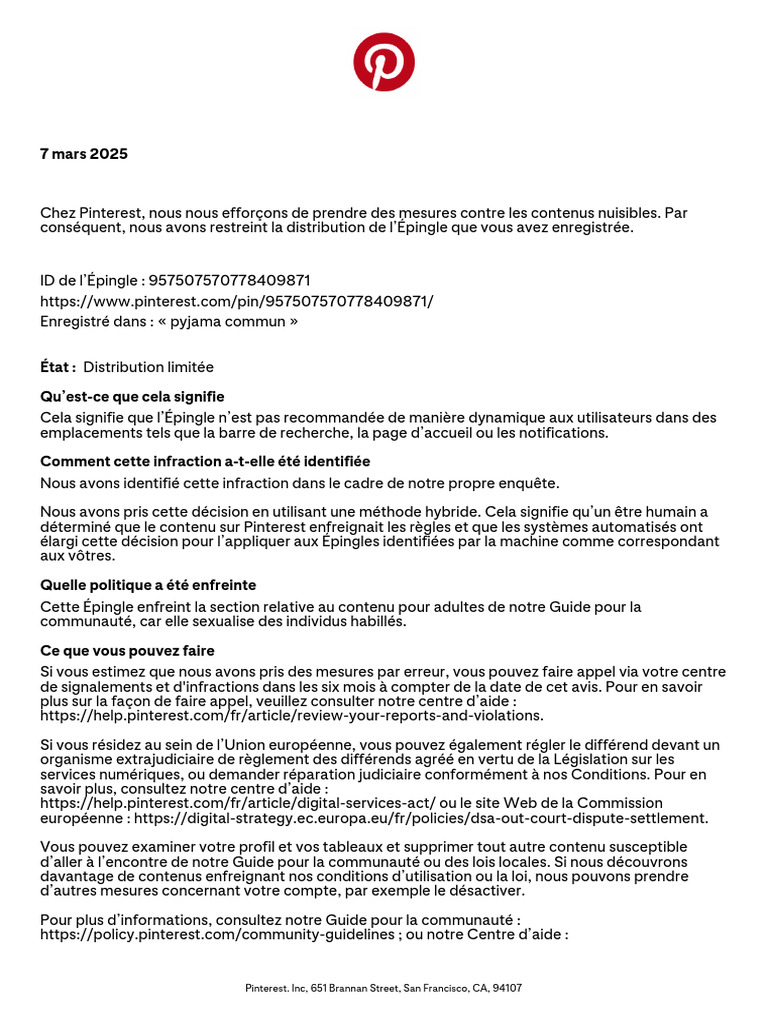 Restrictions sur une Épingle Pinterest | PDF