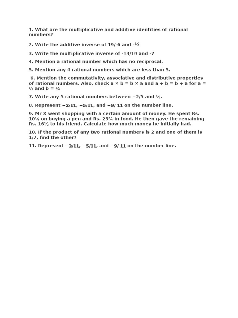 Rational Numbers Revision | PDF