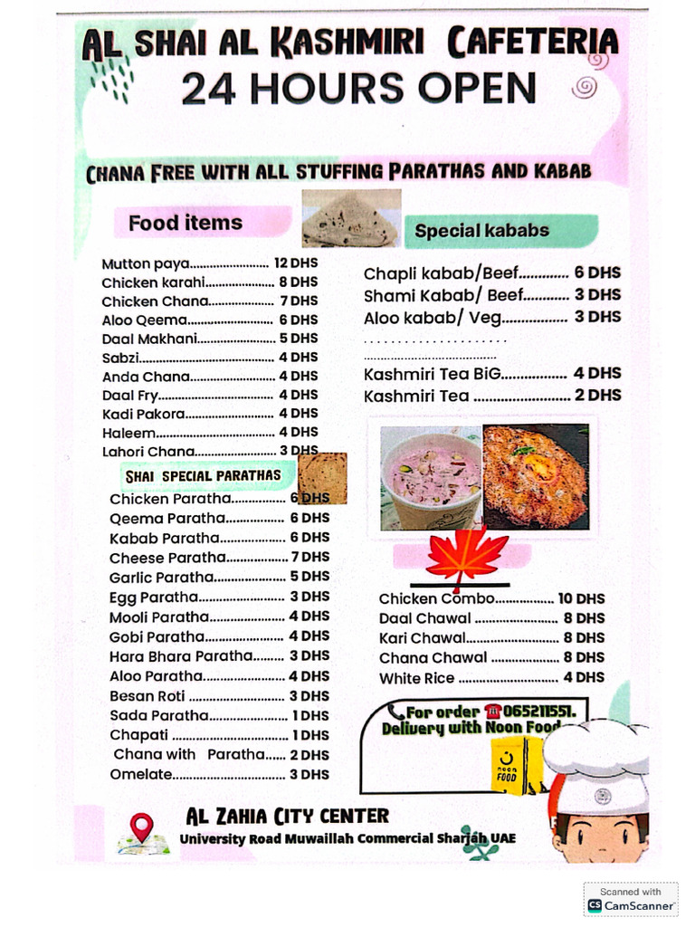 Al Shai Al Kashmiri Menu | PDF