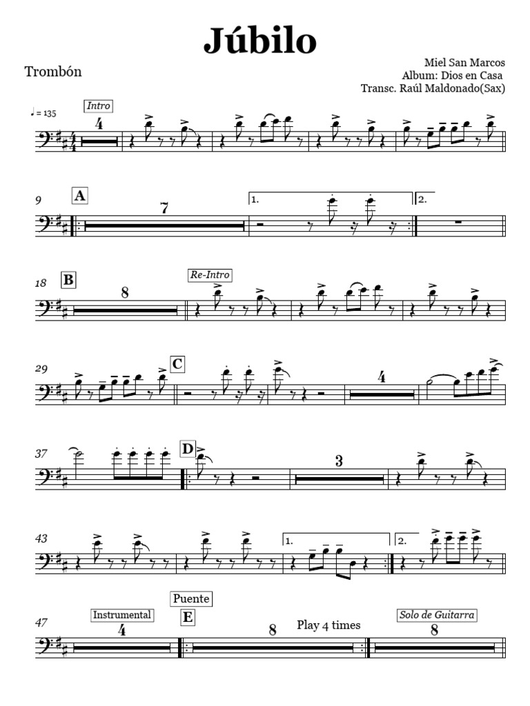 Jubilo-Miel San Marcos - Trombón | PDF