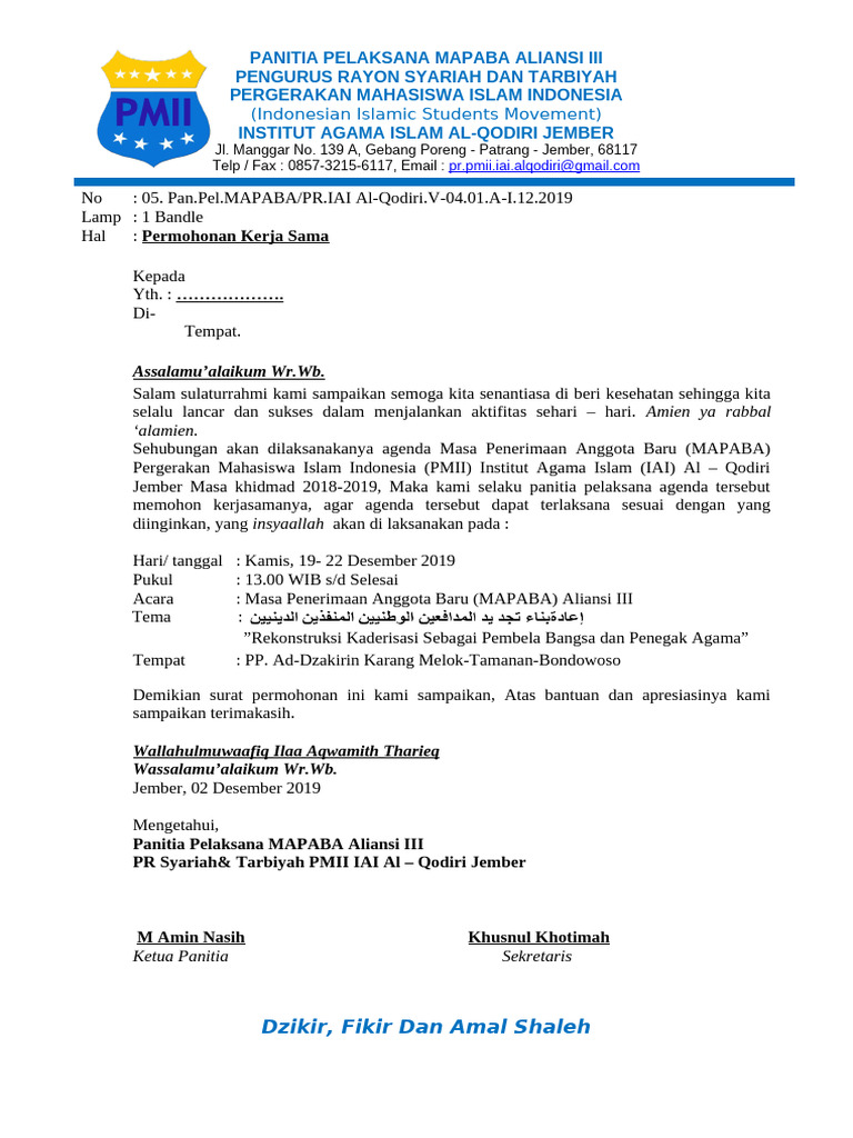 MAPABA PMII IAI Al-Qodiri Jember 2019 | PDF