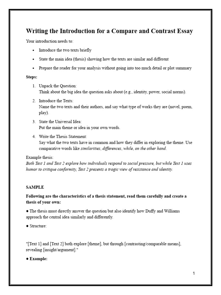 Compare and Contrast Essay | PDF | Patriarchy | Essays