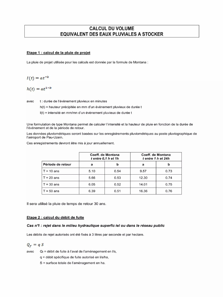 Calcul Du Volume Equivalent Des Eaux Pluviales A Stocker PDF | PDF