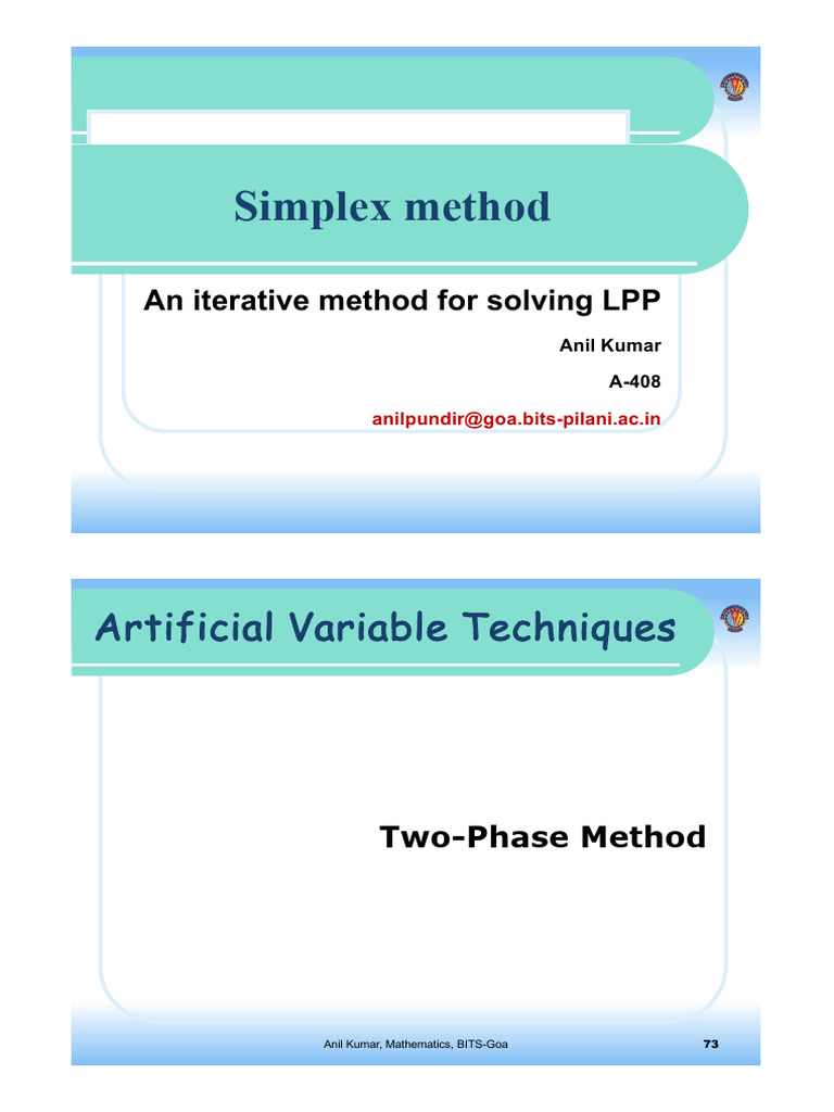 Lecture-10_Two Phase Method | PDF | Mathematical Optimization | Computational Science