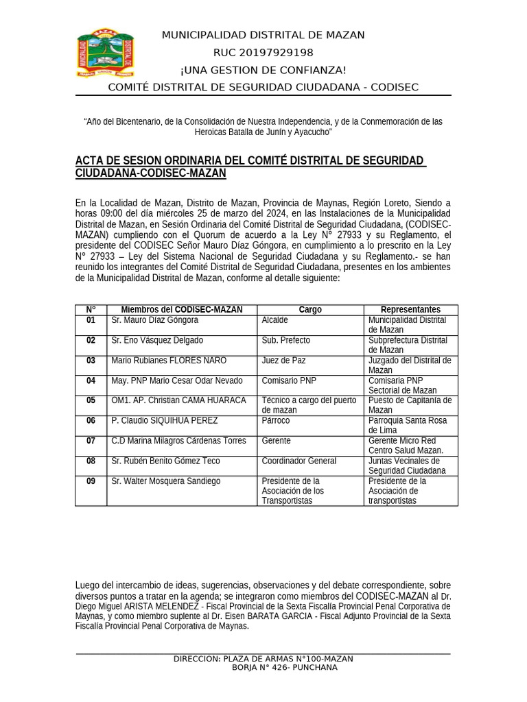 Acta de Codisec | PDF | Gobierno