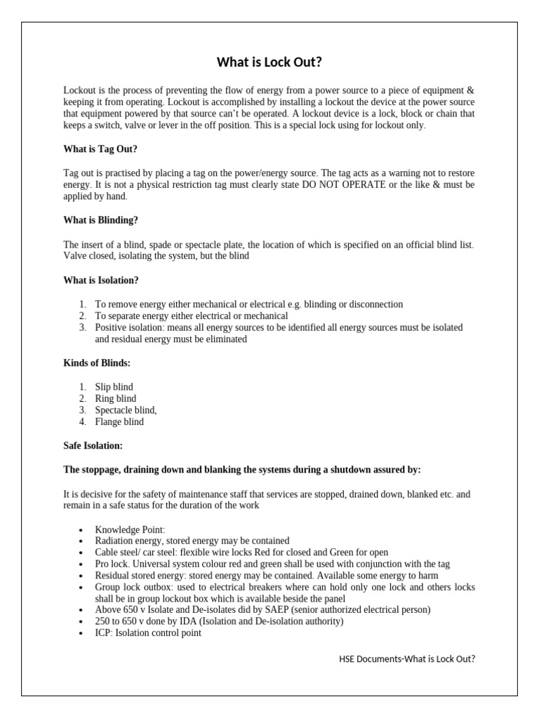 Understanding Lockout and Isolation Procedures | PDF