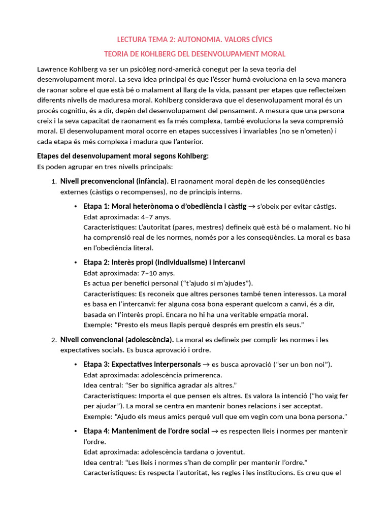 Kohlberg Teoria | PDF