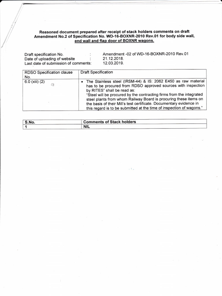 Reasoned Document of BOXNR Wagon | PDF