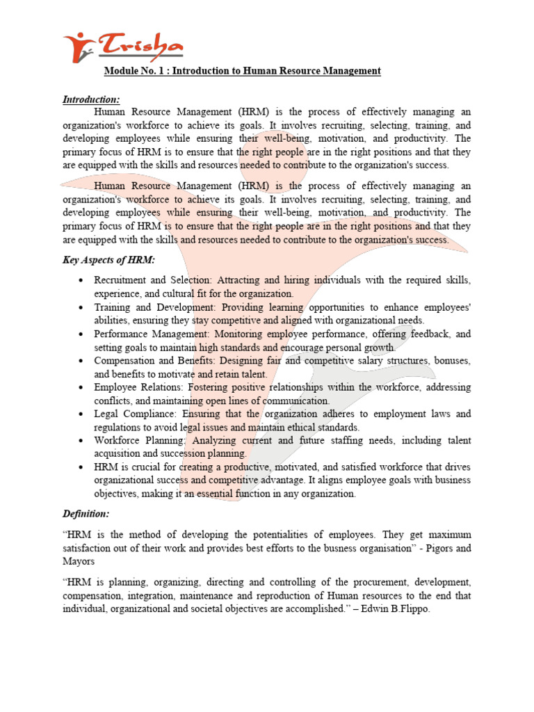 Introduction to Human Resource Management | PDF | Human Resource ...