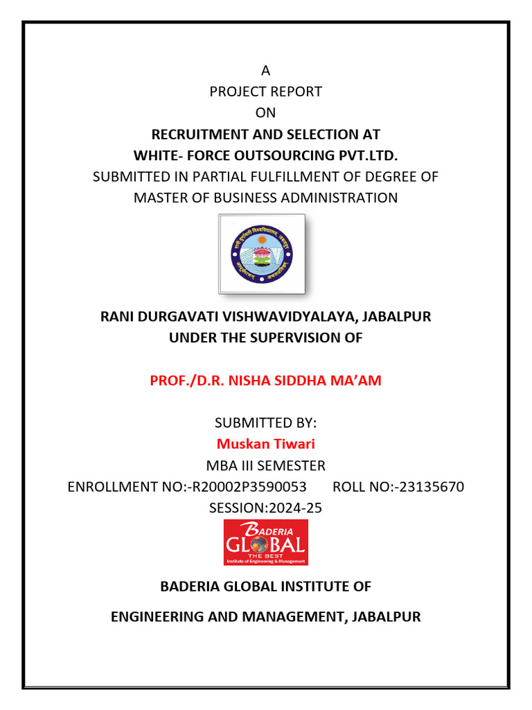 MUSKI Final Project Report.2 | PDF | Human Resource Management | Recruitment