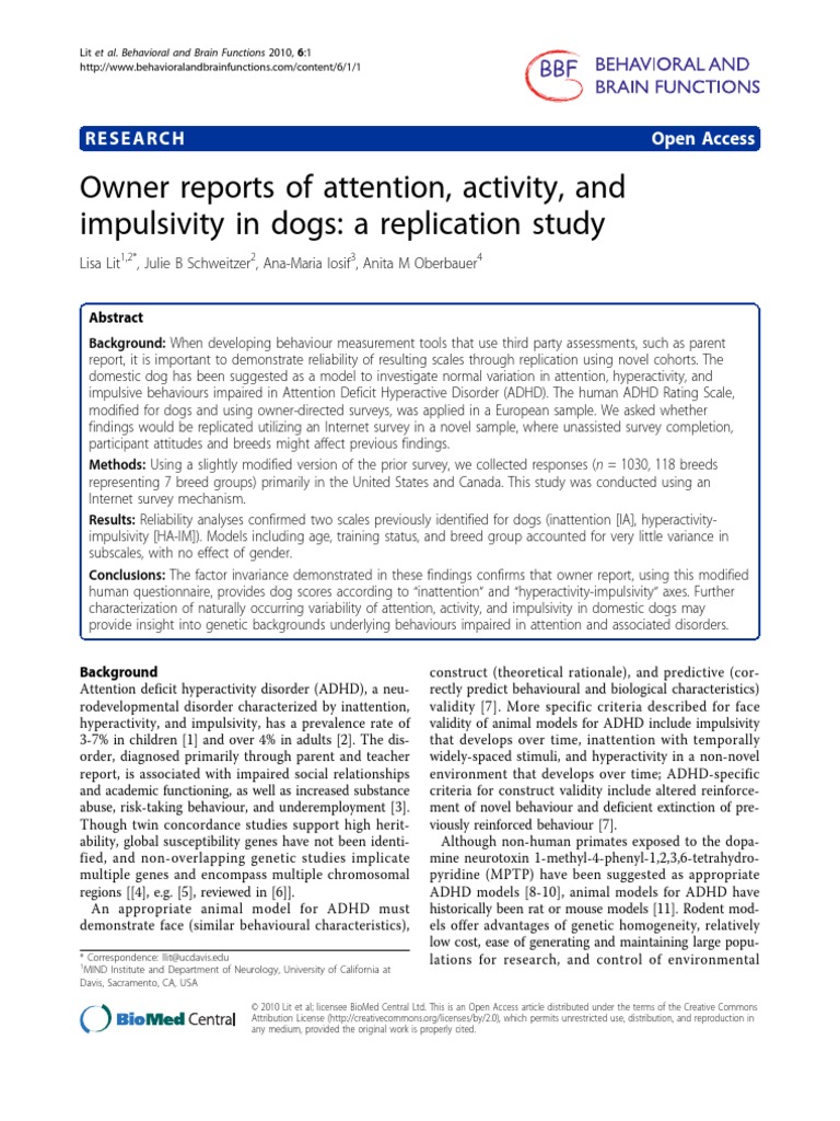 Adhd in Dogs | PDF | Impulsivity | Attention Deficit Hyperactivity Disorder