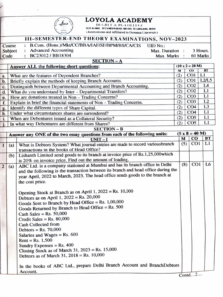 Pyq Papers For Sem 3 | PDF