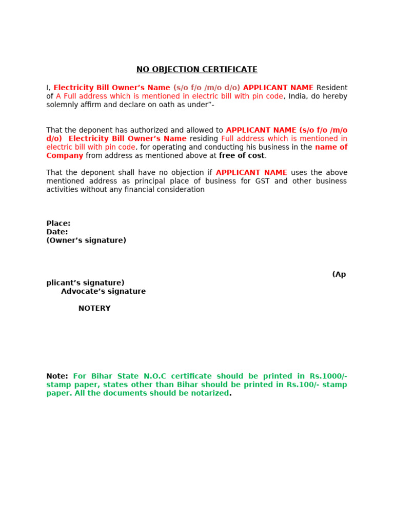 8209 - Noc Format For GST | PDF