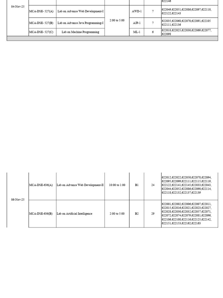 MCA Practical Exam Nov. - 2025 | PDF | Information Technology | Computer Science