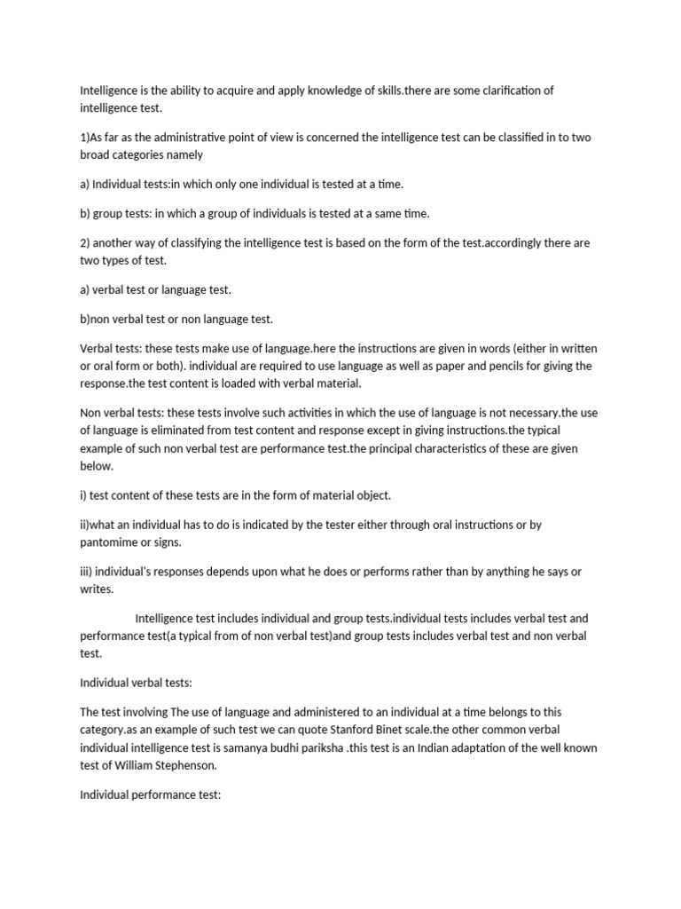 Verbal and Non-Verbal Intelligence Tests | PDF | Intelligence Quotient ...