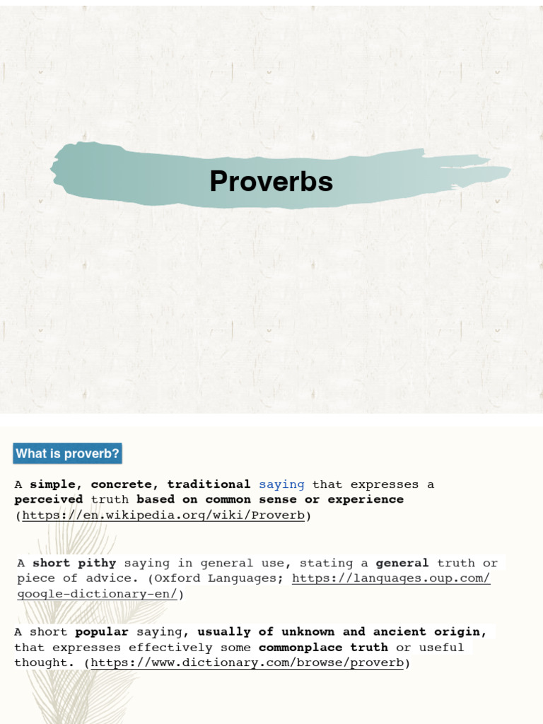 proverbs | PDF | Metaphor | Experience