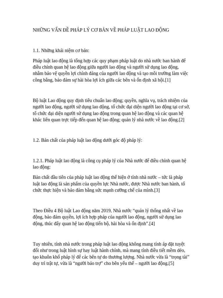 Tieu Luan Phap Luat Lao Dong | PDF