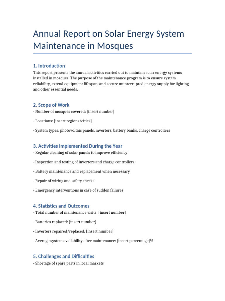 Annual Report Solar Mosques | PDF