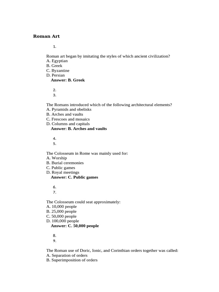 Visual Art History Test Questions | PDF | Paintings | Sculpture