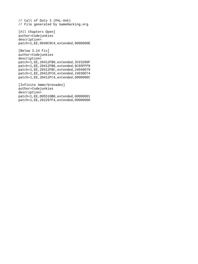 Call of Duty 3 Cheat Codes Guide | PDF