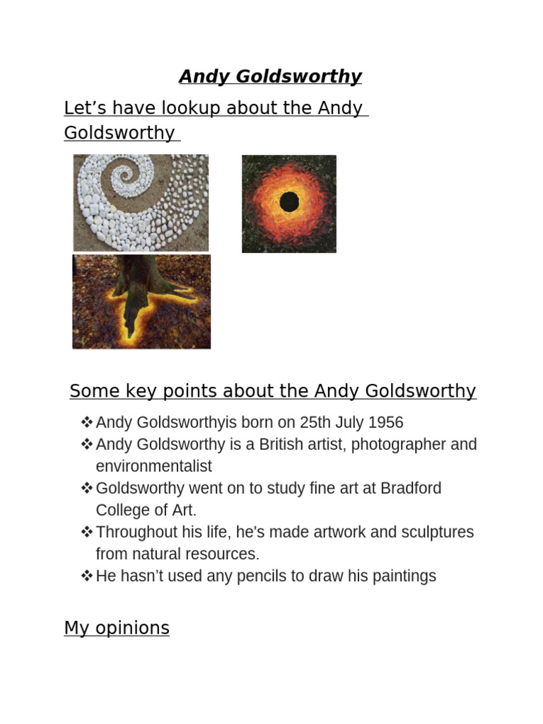 Andy Goldsworthy's Early Life Overview | PDF