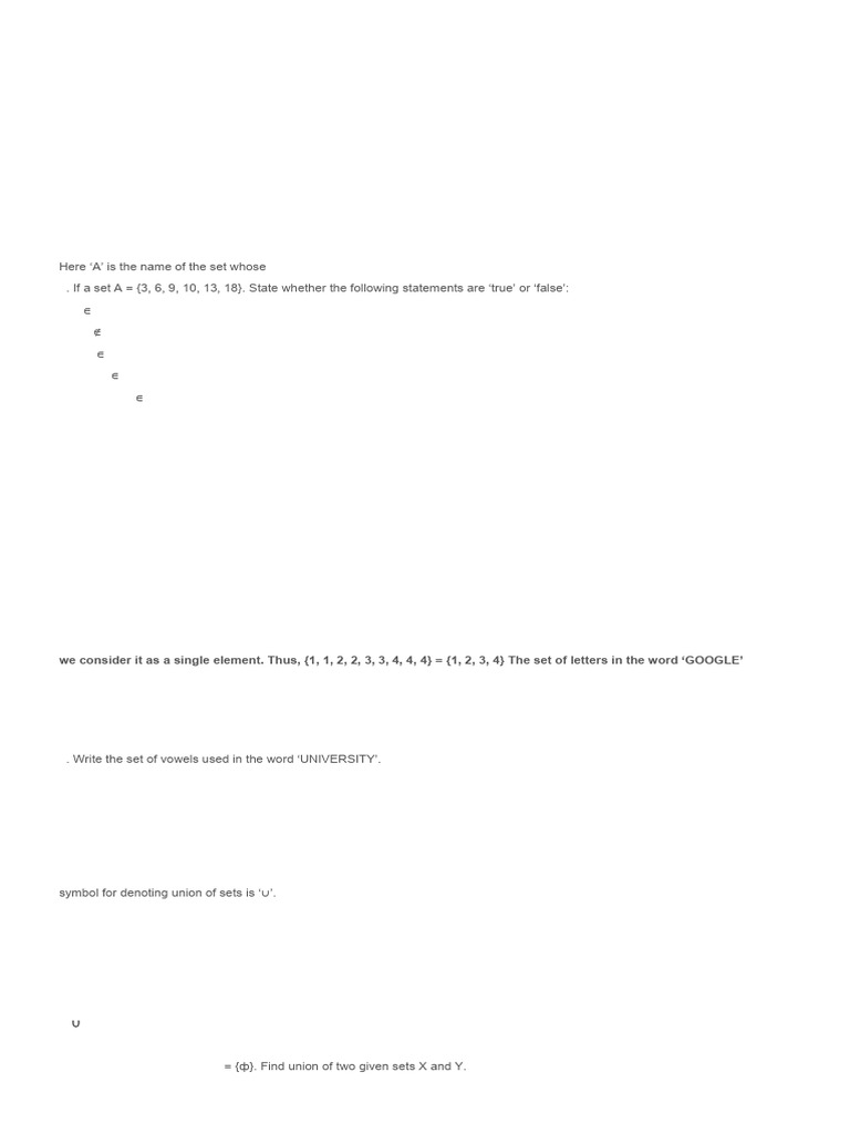 w1-w18-discreteMath | PDF | Intersection (Set Theory) | Empty Set