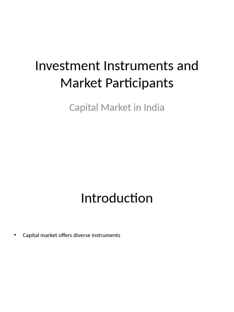 Investment Instruments and Market Participants | PDF