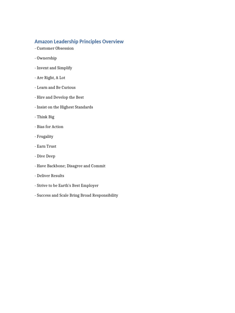 Amazon Leadership Principles Explained | PDF