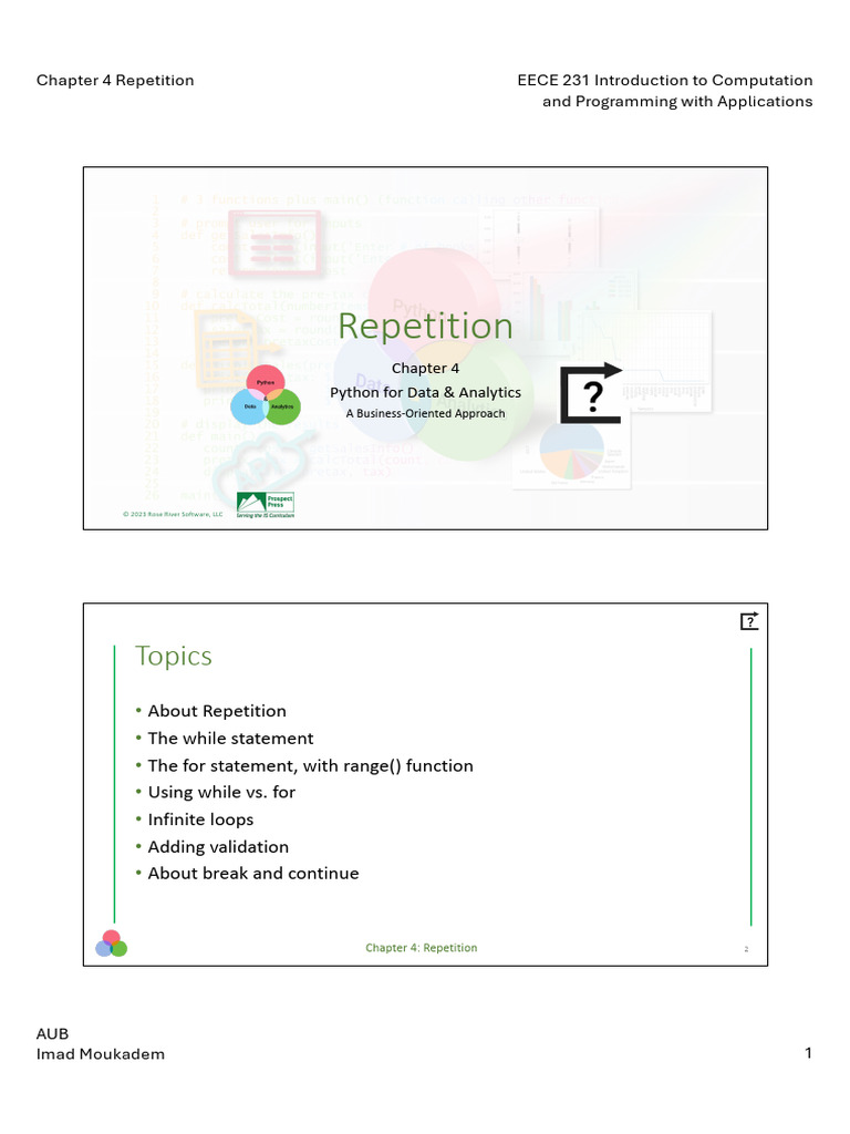 Chapter 4 Repetition | PDF | Spreadsheet | Control Flow