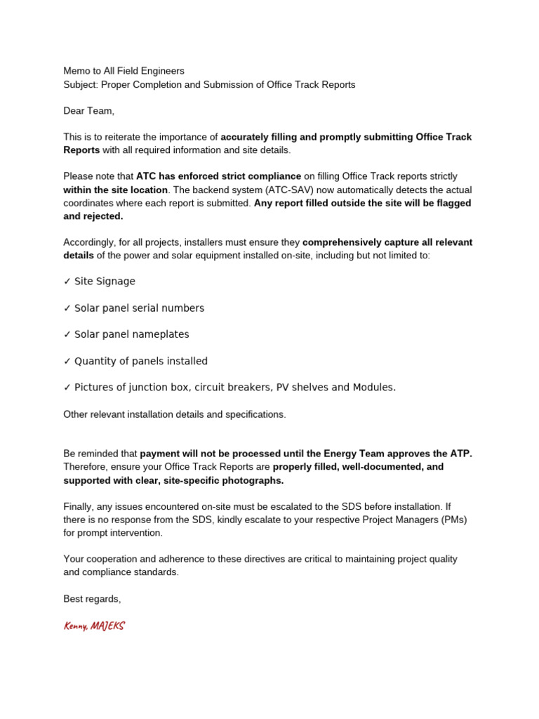 Office Track Report Submission Guidelines | PDF