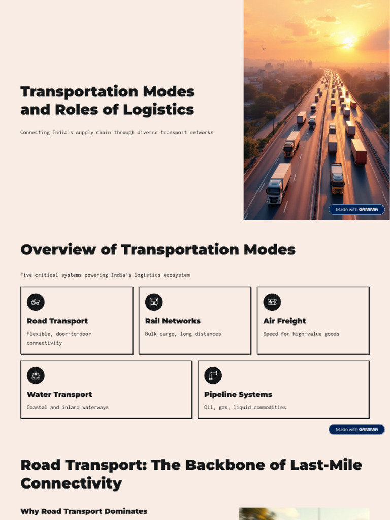 Transportation Modes and Roles of Logistics | PDF | Transport | Cargo