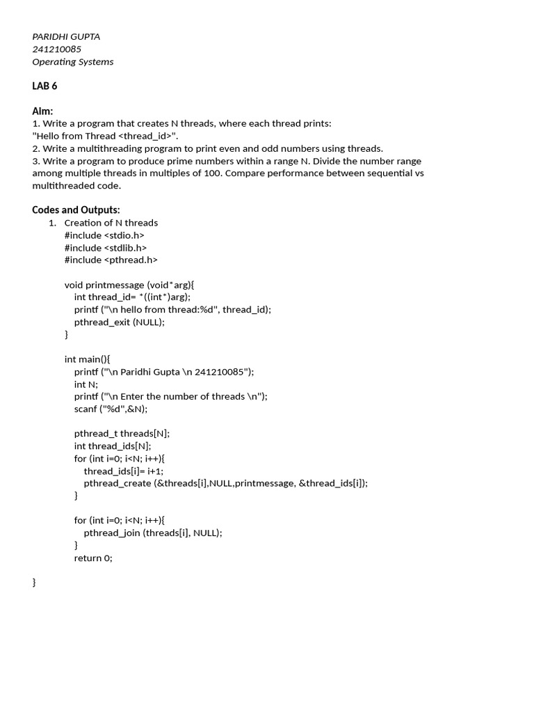 Lab6 OS | PDF | Thread (Computing) | Computer Science