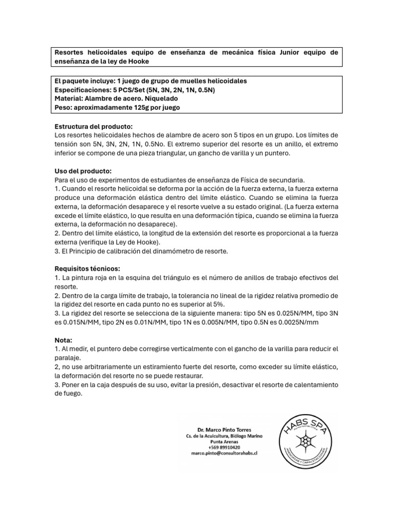 Ficha Tecnica de Resortes Helicoidales | PDF