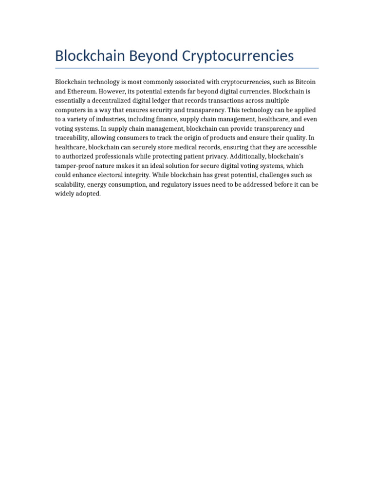 Topic 3 Blockchain Beyond Cryptocurrencies | PDF