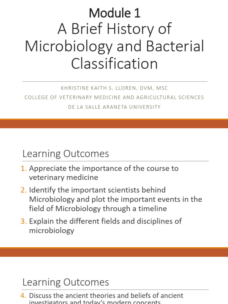 Topic 1 - A Brief History and Bacterial Classifications | PDF ...