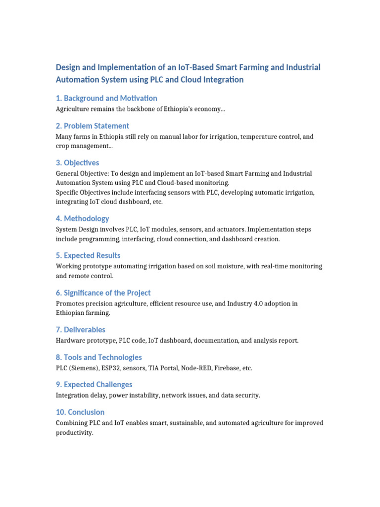 IoT PLC Smart Farming Proposal | PDF
