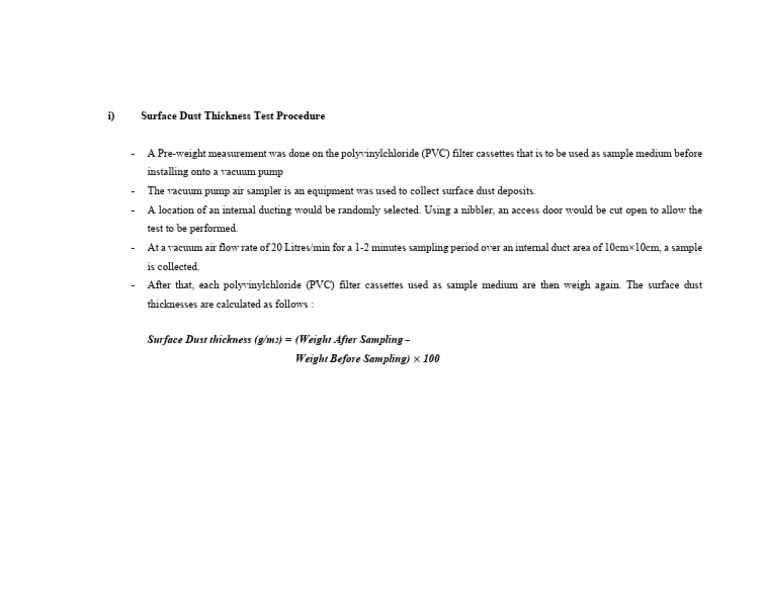 Surface Dust Thickness Testing Method | PDF