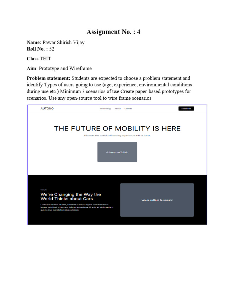 Prototype and Wireframe Assignment Guide | PDF