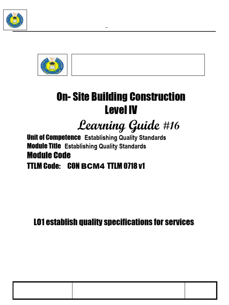 Learning Guide: On-Site Building Construction Level IV | PDF ...