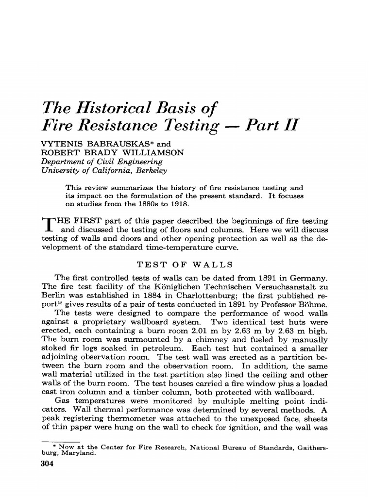 History of Fire Resistance Testing | PDF | Wall | Door