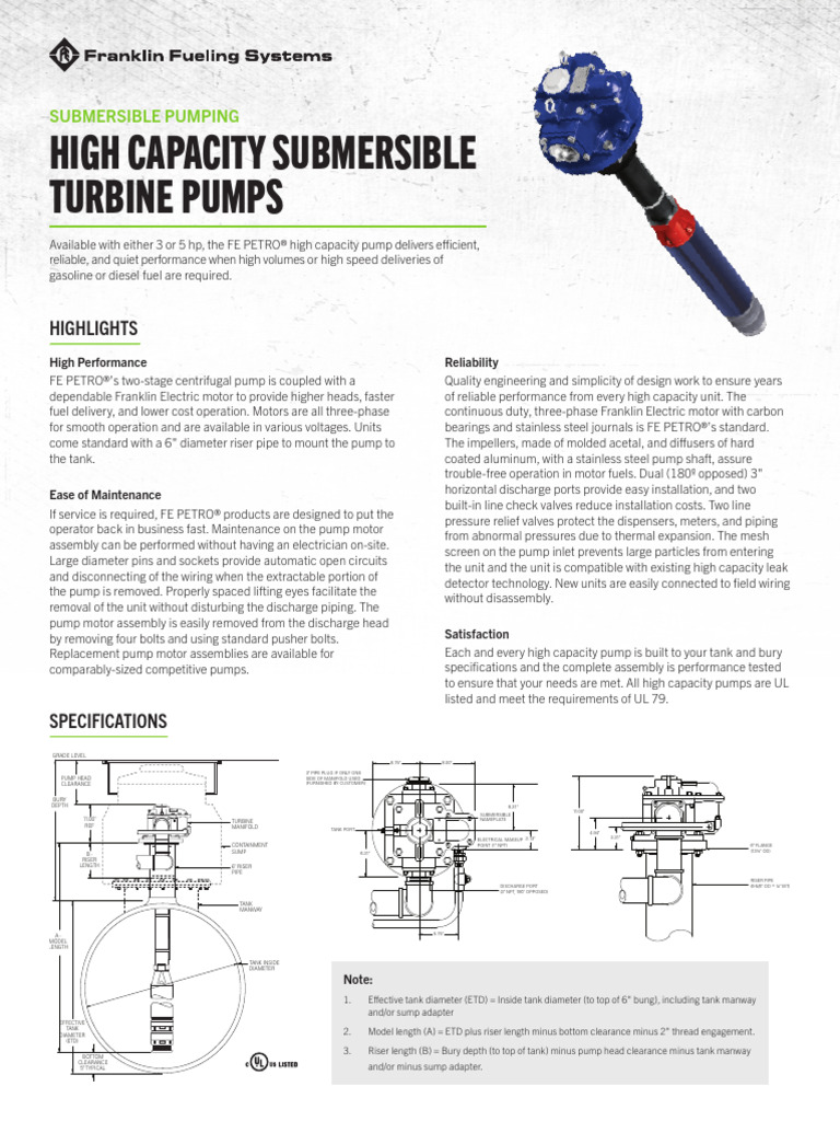 FFS-0806 High Capacity Submersible Turbine Pumps (60Hz) Datasheet ...