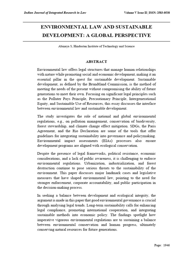 Environmental Law for Sustainable Development | PDF | Sustainability ...