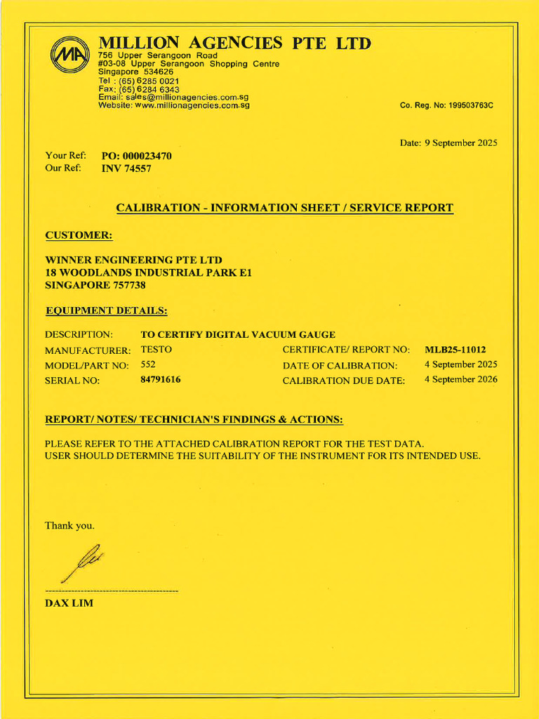 Microns Meter Cal - Cert | PDF