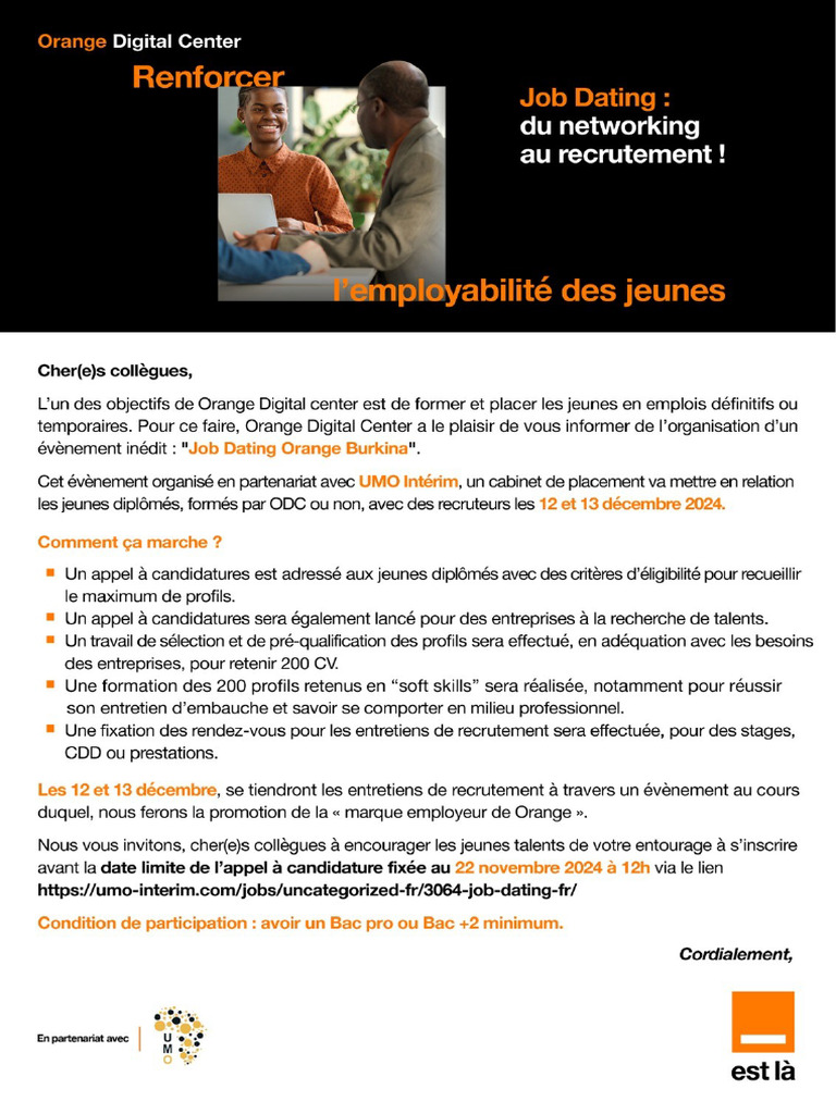 Job Dating Orange Burkina Orange Est L 1732109728 | PDF