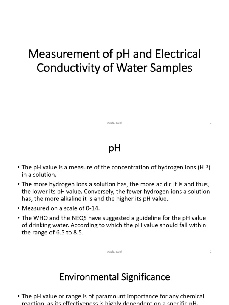 PH and Conductivity | PDF | Ph | Water